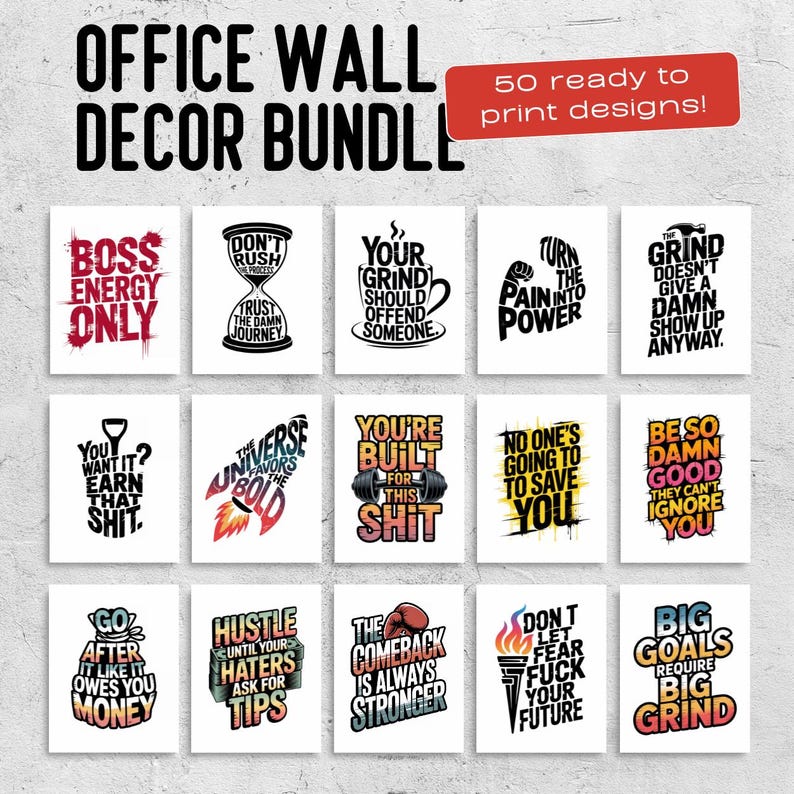 Motivational Office Wall Signs (digital Download) - Etsy