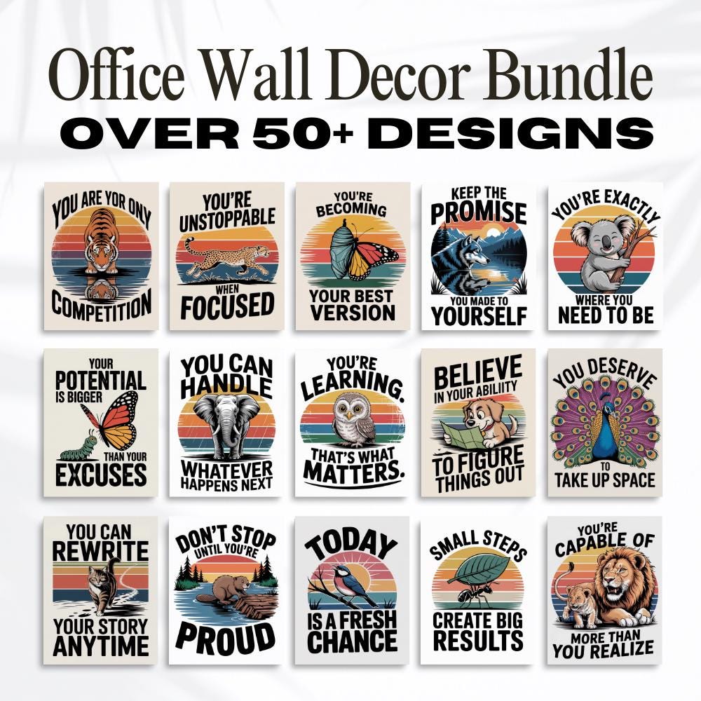 Office Wall Decor Motivational | Animal Poster | Digital Download ...