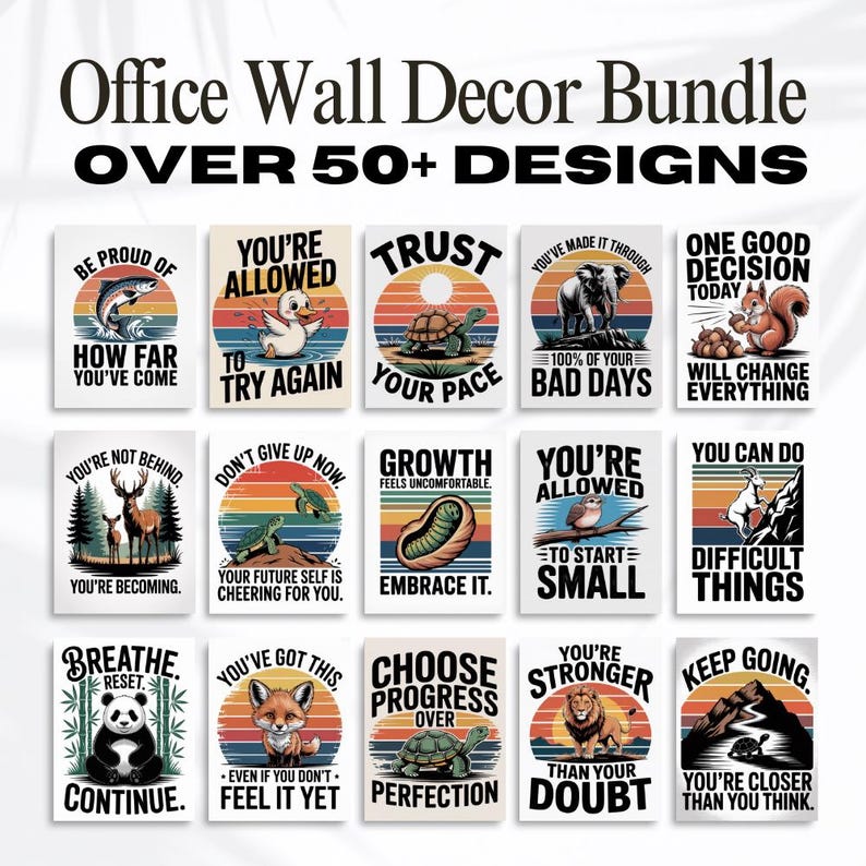Office Wall Decor Motivational | Animal Poster | Digital Download ...