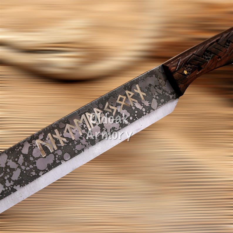 Hand-forged Viking Seax Sword With Wooden Scabbard | Norse Knife ...