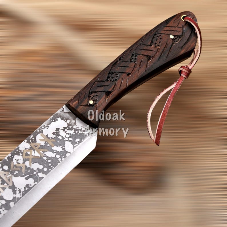 Hand-forged Viking Seax Sword With Wooden Scabbard | Norse Knife ...