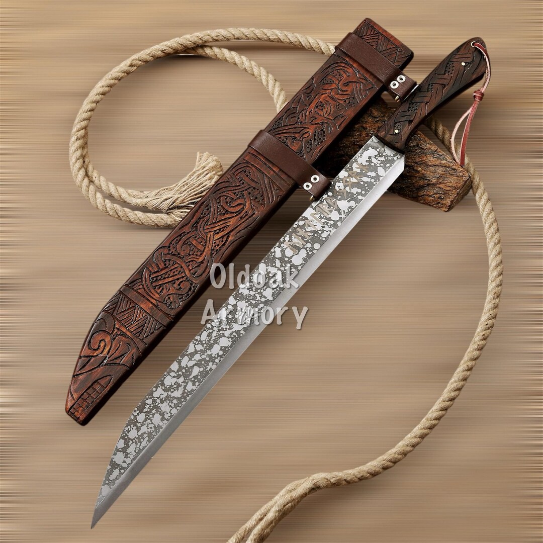Hand-forged Viking Seax Sword With Wooden Scabbard | Norse Knife ...