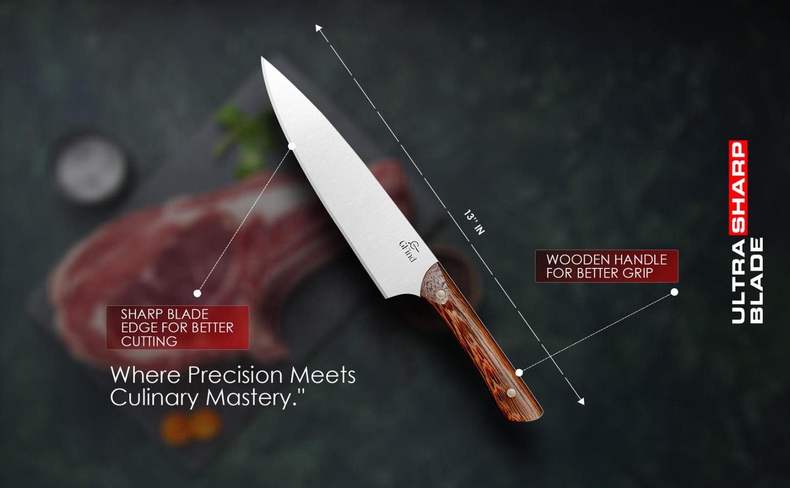 Professional Chef Knife – Sharp Kitchen Knife for Cooking & Culinary ...
