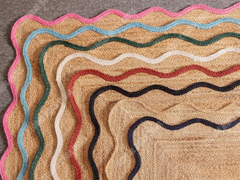 Scalloped Jute Rug,every Color Scallop Rug,wave Edge Rug,natural Jute ...