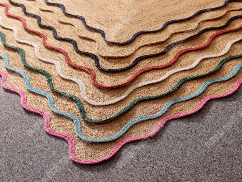 Scalloped Jute Rug,every Color Scallop Rug,wave Edge Rug,natural Jute ...