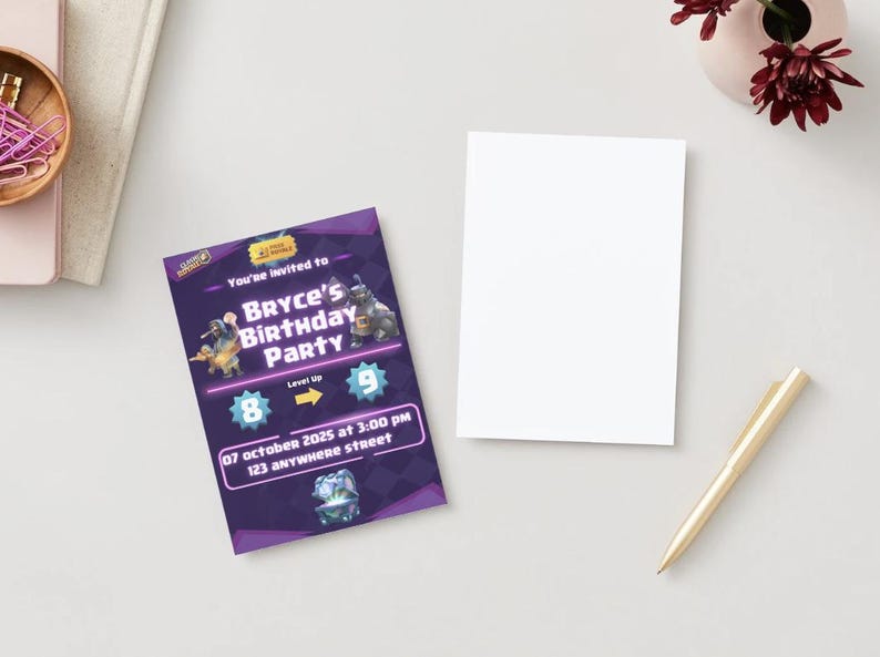 Clash Royale Birthday Invitation | Editable Game Party Invite | Boy ...
