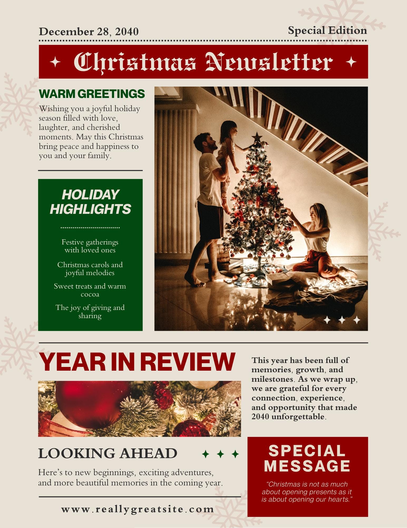 Editable Christmas Newsletter Template • Family Year-in-review (canva ...