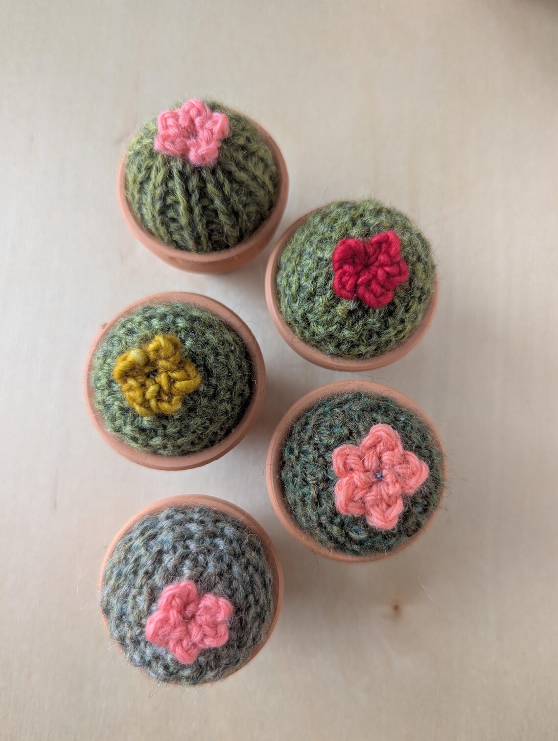 Hand Knit Mini Barrel Cactus: Wool Yarn Succulent Decor - Etsy