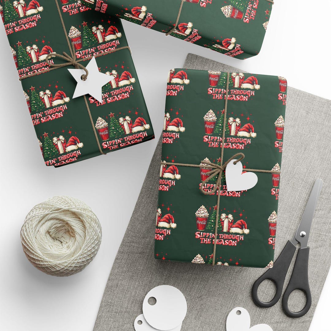 Coca-cola Wrapping Paper | Christmas Holiday Gift Wrap - Etsy