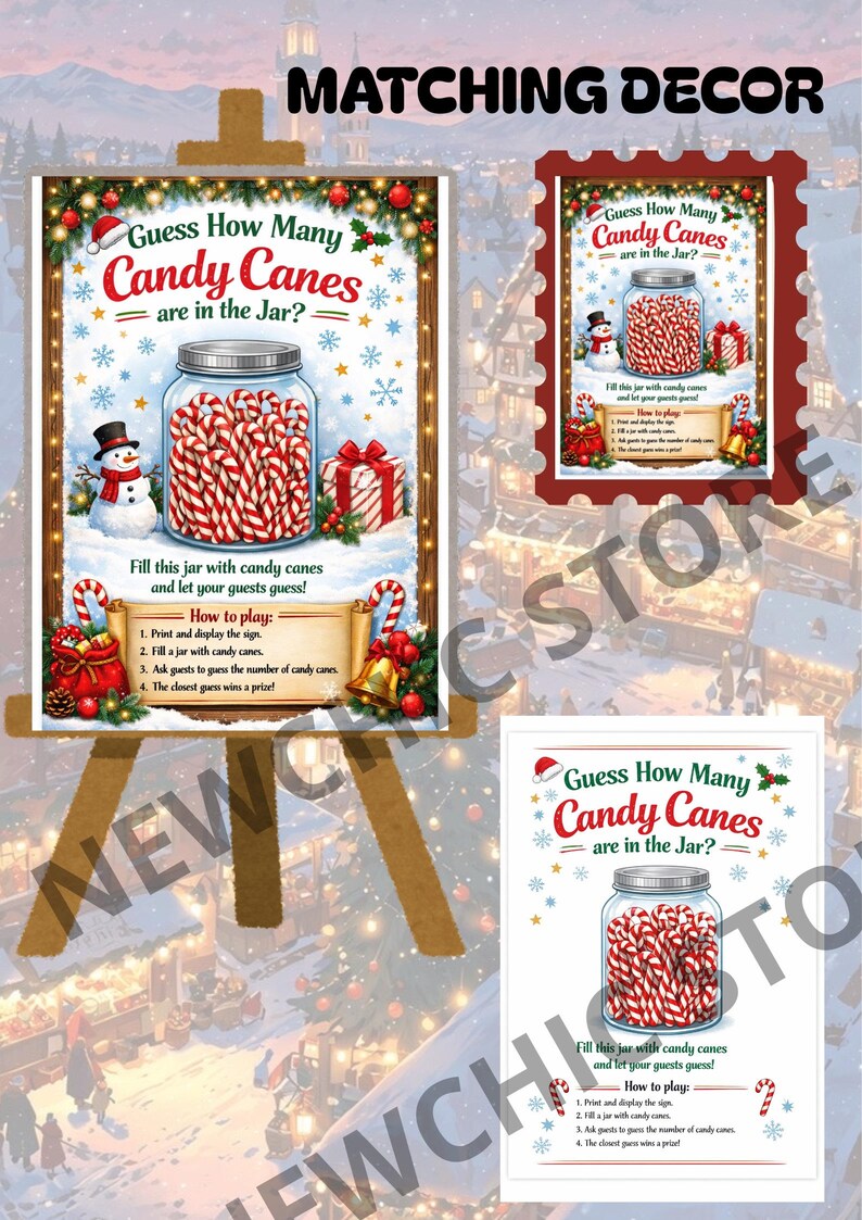 Christmas Party Game Printable – Candy Cane Guessing Game for Kids ...