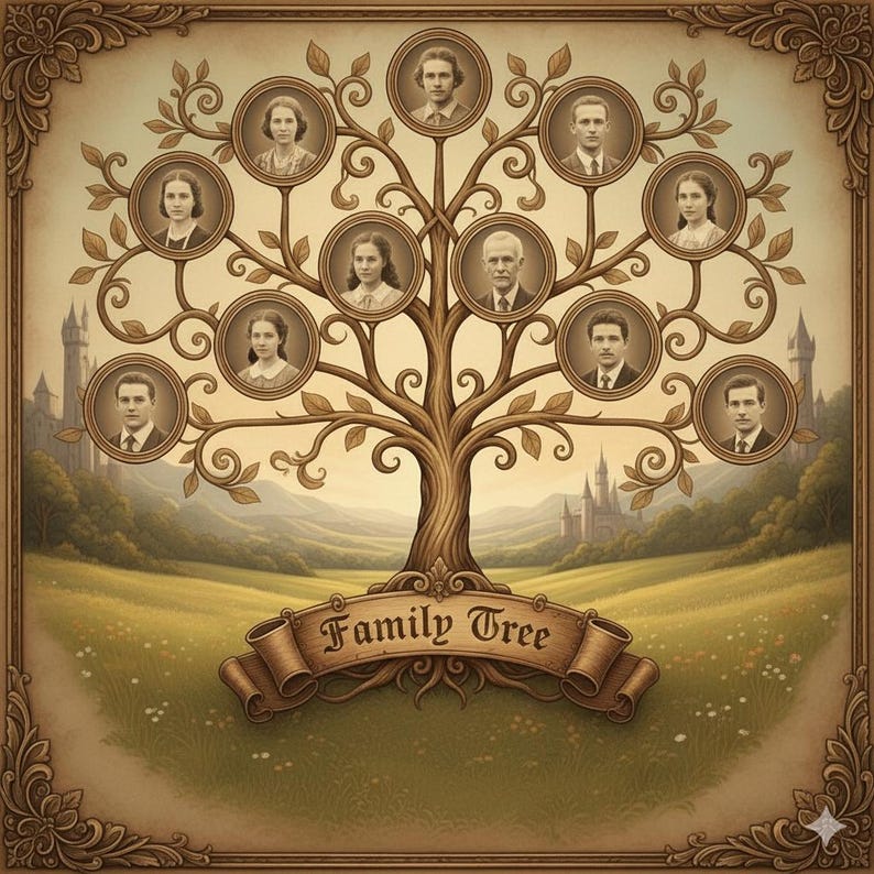 Custom Family Tree Portrait: up to 10 People - Etsy