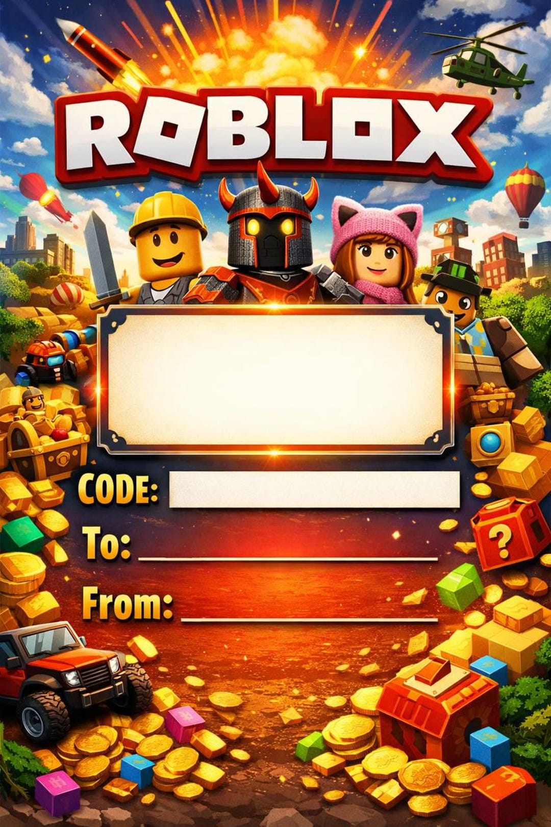 Roblox Cards | 4 Editable Gift Cards + Bonus HTML Template Fx-studio ...