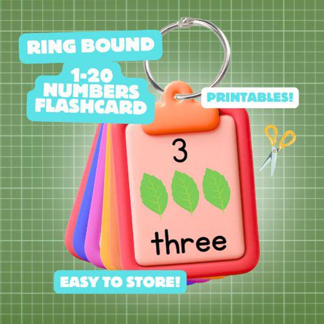Number Flashcards 1-20, Printable Counting Cards, Montessori Preschool ...
