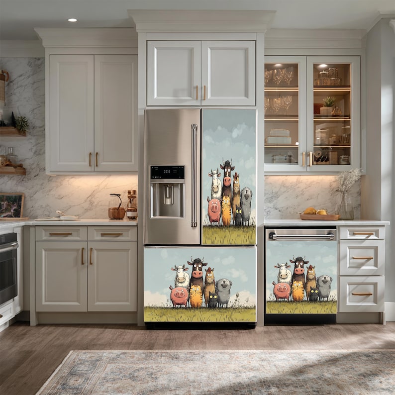 Whimsical Farm Animals Dishwasher Magnet Cover, Country Kitchen Decor ...