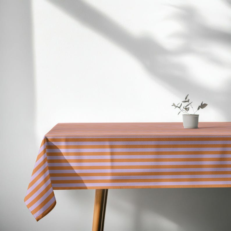 Orange Striped Tablecloth, Lavender Stripe Tablecloth, Modern Color ...