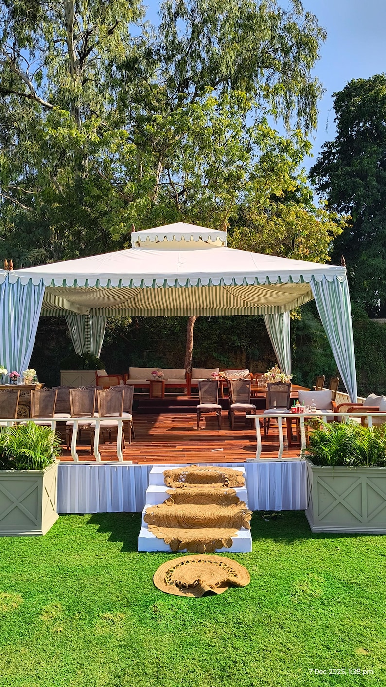 Striped Mughal Tent Indian Wedding Luxury Outdoor Event Canopy | 6mx6m ...