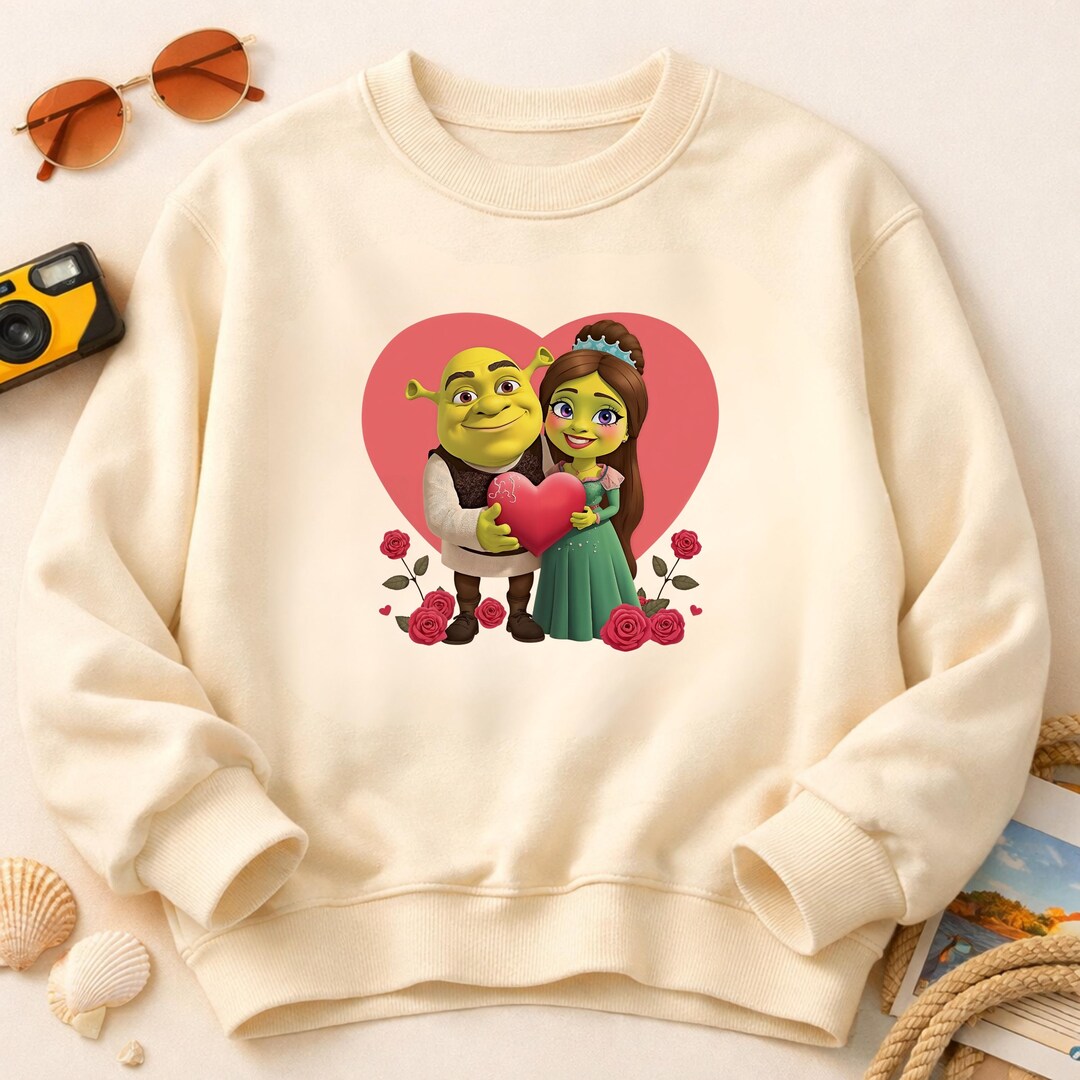 Shrek & Fiona Love Heart T-shirt Print | PNG-JPG | Digital Download for ...