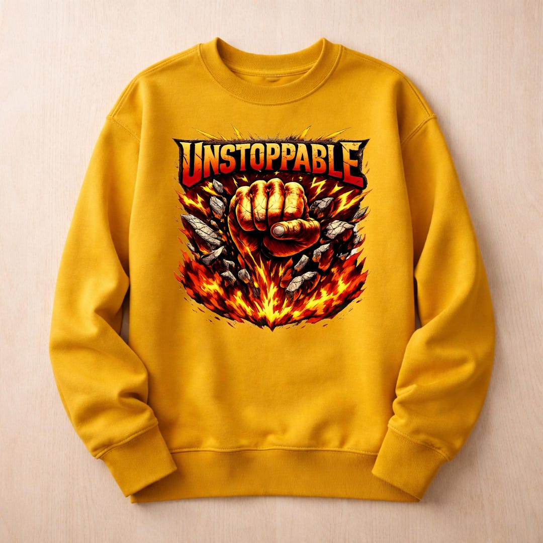 Unstoppable Fist Graphic Print | Motivational Fire Design Tee ...