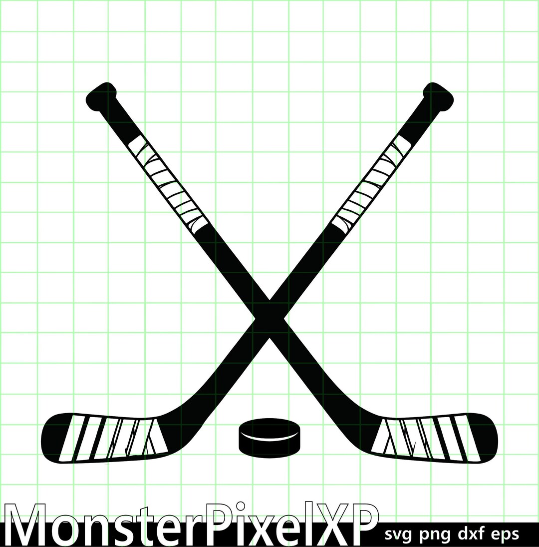 Crossed Hockey Sticks and Puck SVG, PNG, EPS, Vector Cut Files (digital ...