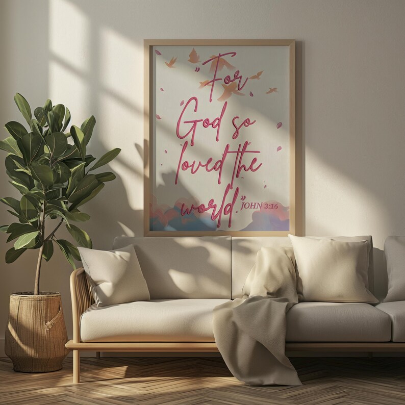 John 3:16 for God so Loved the World Bible Verse Wall Art Painting ...