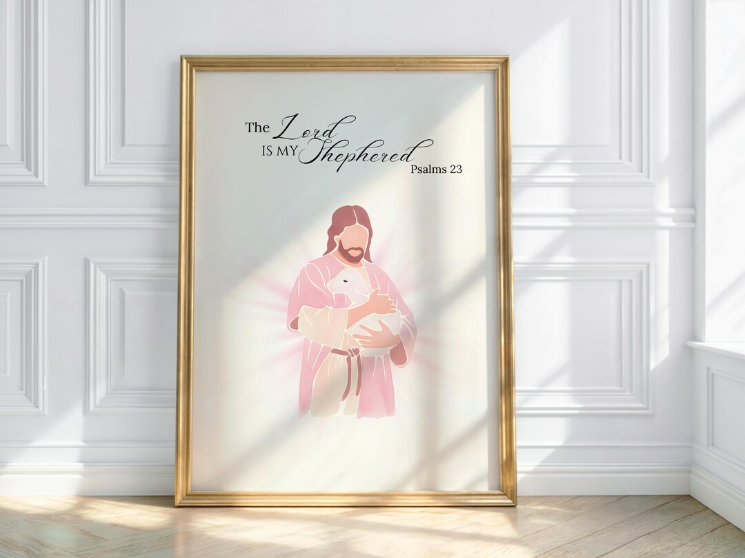 Modern Psalm 23 Wall Art Printable | Jesus and Lamb Scene | Baptism ...