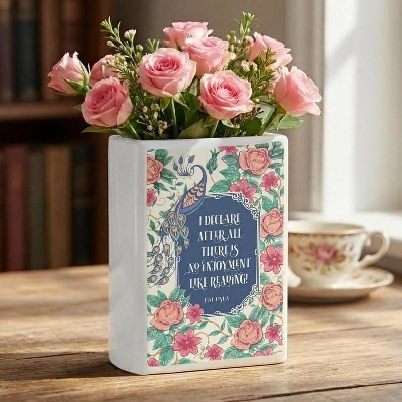 Pride and Prejudice Ceramic Book Vase | Jane Austen Literary Home Decor ...