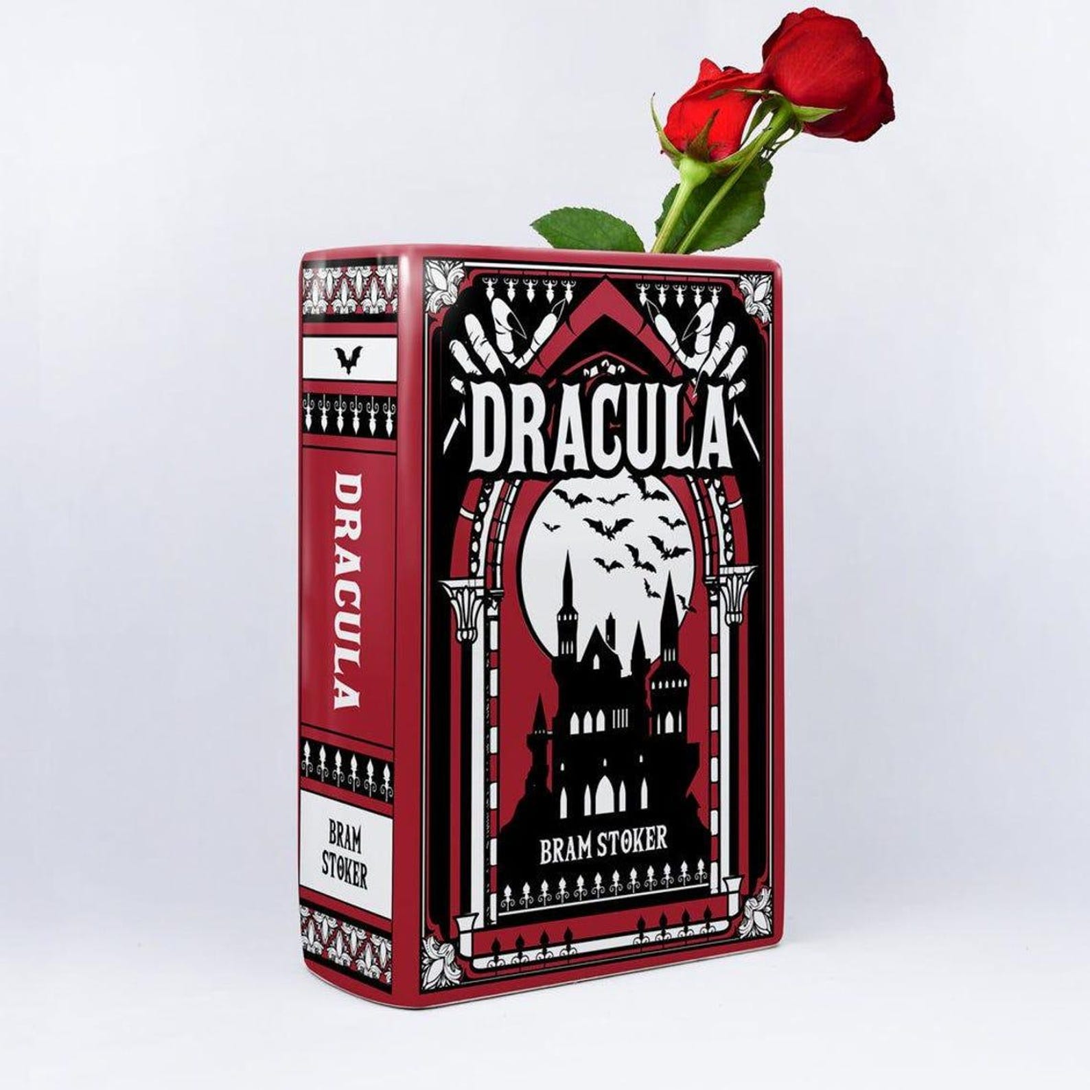 Dracula Ceramic Book Vase | Bram Stoker Gothic Bookish Decor | Dark ...