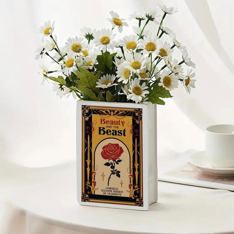 Beauty and the Beast Ceramic Book Vase | Enchanted Rose Bookish Decor ...