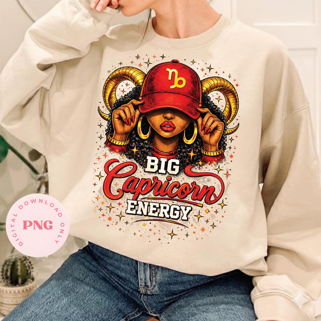 Big Capricorn Energy Black Woman With Red Cap Zodiac PNG: Astrology ...