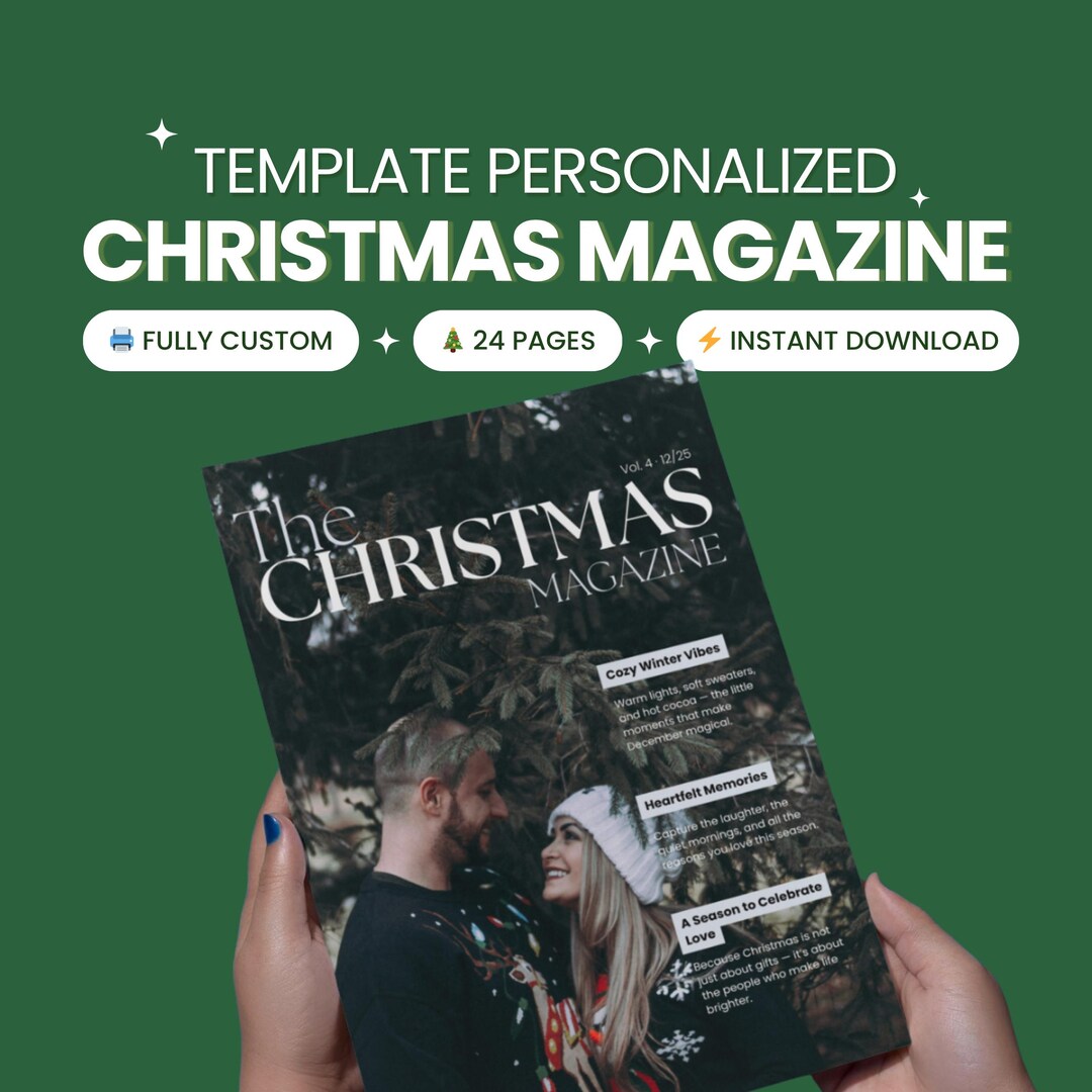 Editable Canva Christmas Magazine Template – Personalized Holiday Photo ...