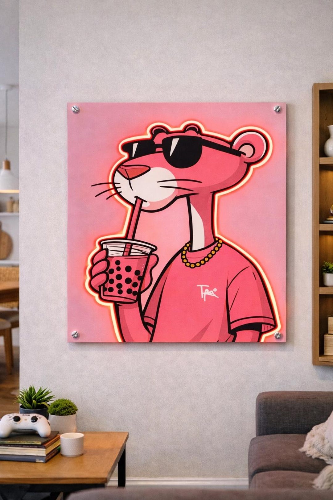 Pink Panther Neon Art – UV Printed Acrylic Plexiglass, Led Outline - Etsy