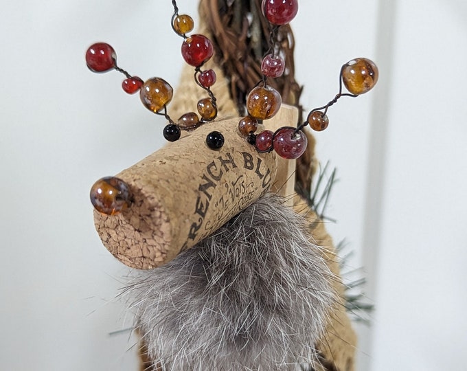 Recycled Wine Cork Reindeer Clip for Christmas Ornament Red Nose - Etsy
