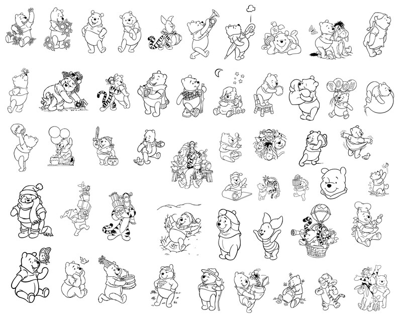 Winnie the Pooh SVG Bundle | 51 Files – Piglet Tigger Eeyore and More ...