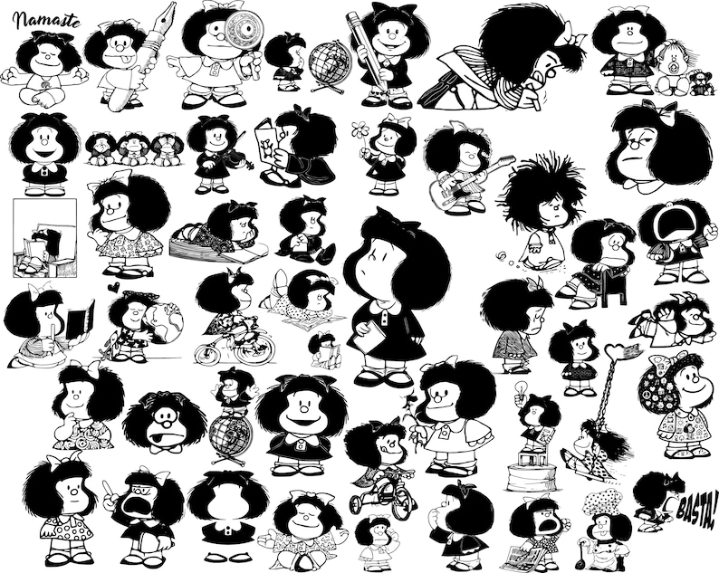 Paquete SVG de Mafalda / 48 archivos: personajes clásicos de cómic ...