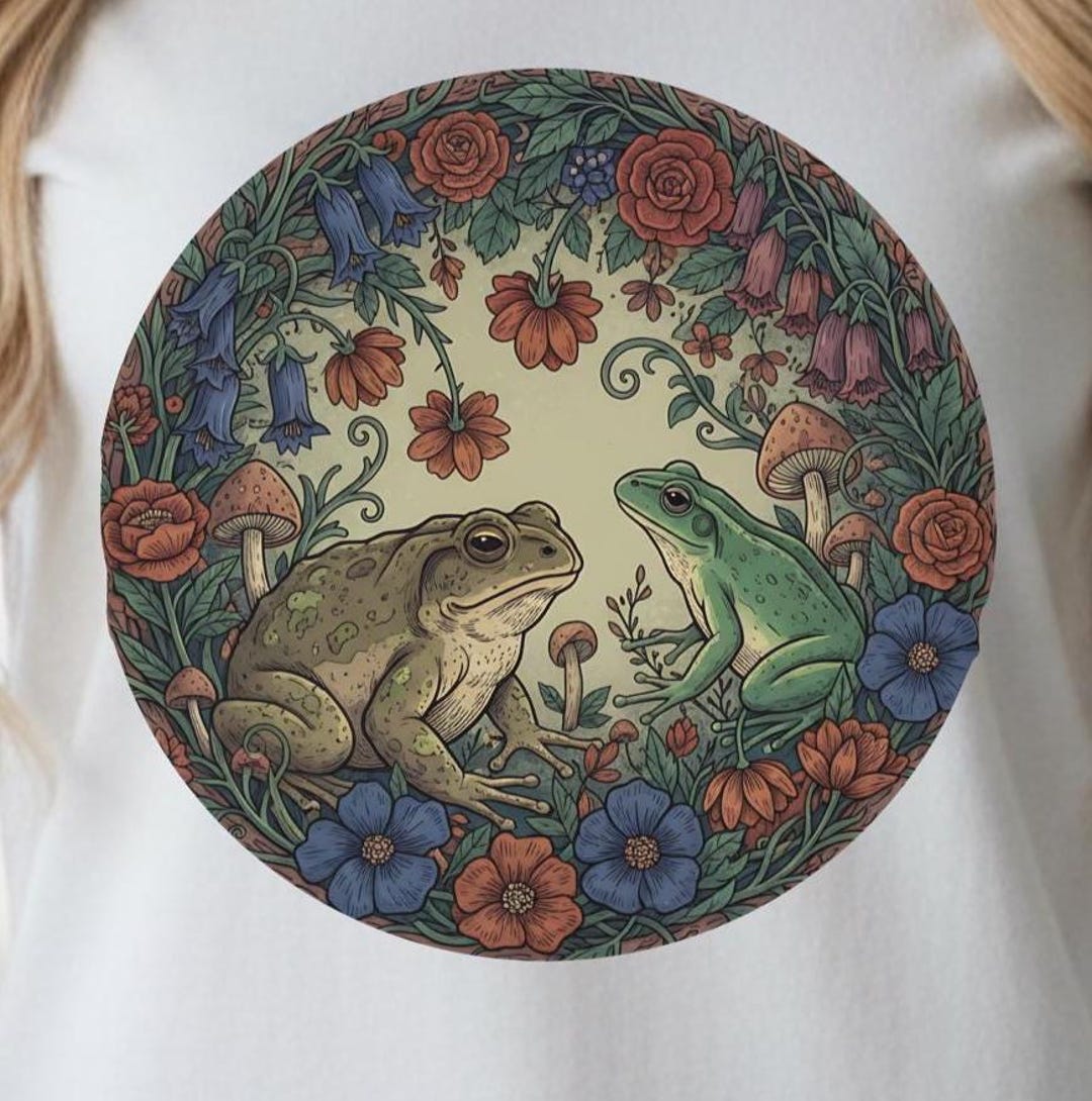 Toad and a Frog in Flowers Cotton Tshirt - Etsy