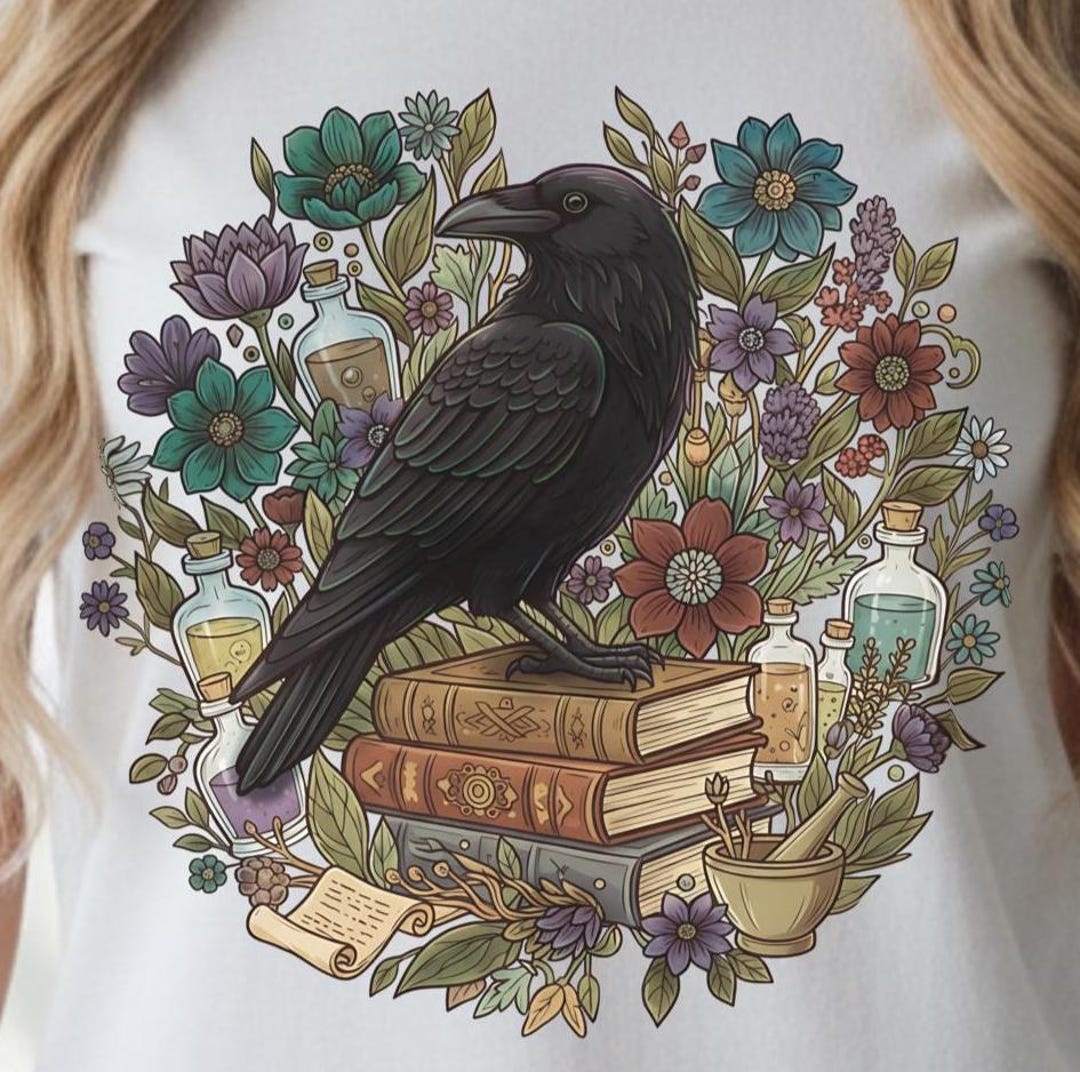 Gothic Raven Vintage Apothecary Shirt Raven Spell Book Witchy Clothing ...