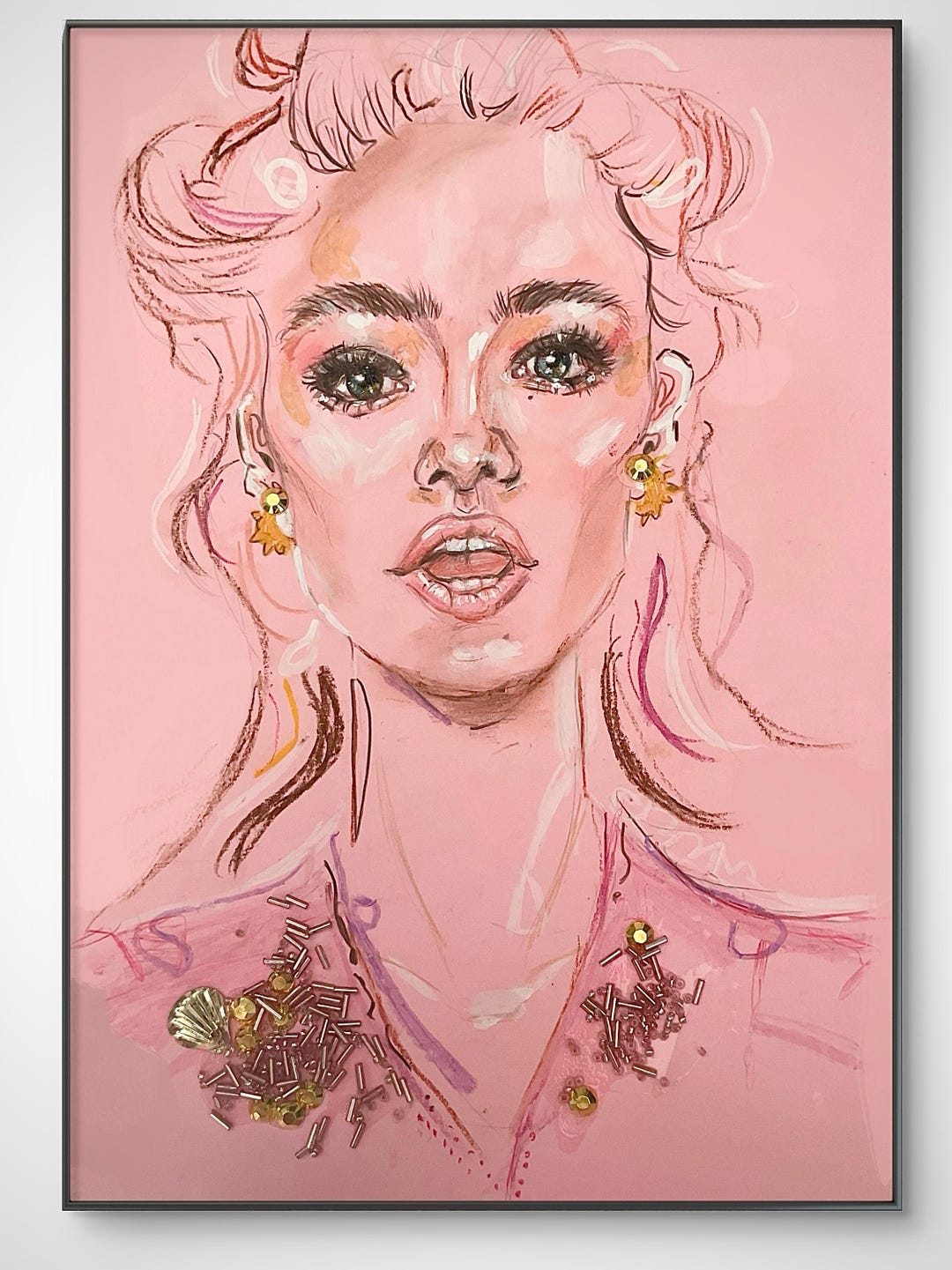 Pink: Drawing Done by Me in Colored Pencil and Oil and Dry Pastel With ...