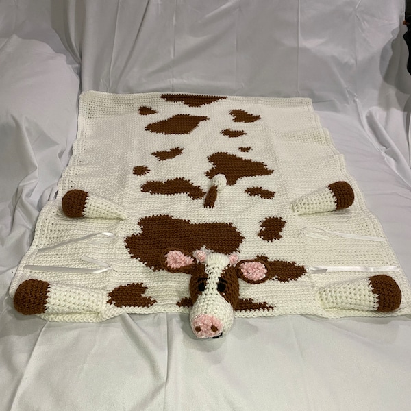 Crochet Cuddle and Play Cow Blanket - Etsy