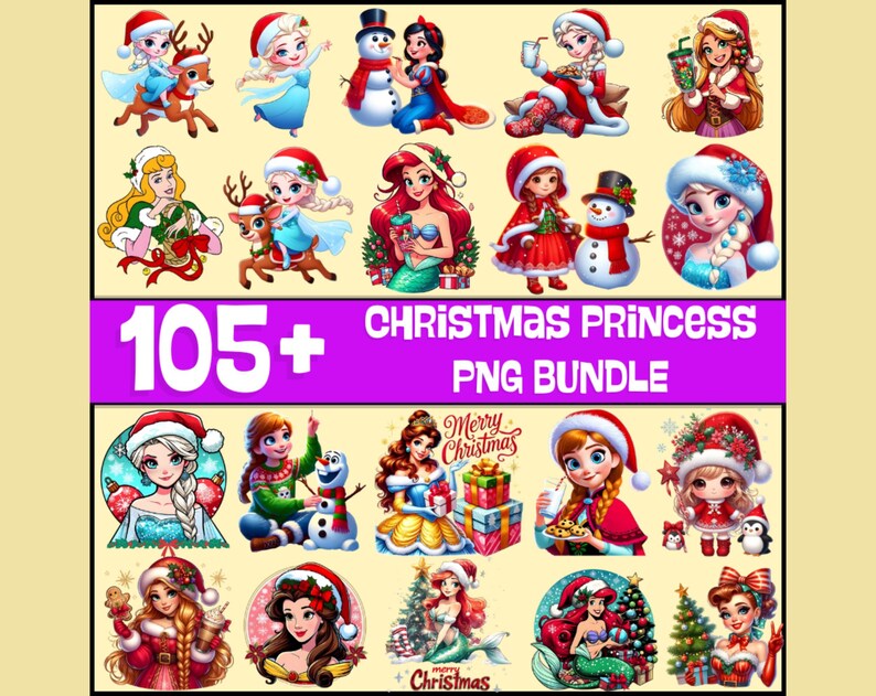 105+ Christmas Princess Png Bundle, Cartoon Character Xmas Png ...