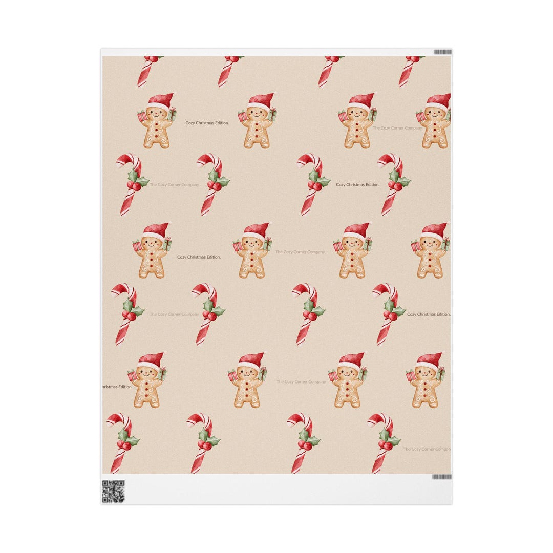 Cozy Christmas Edition Wrapping Paper Gingerbread & Candy Cane Gift ...