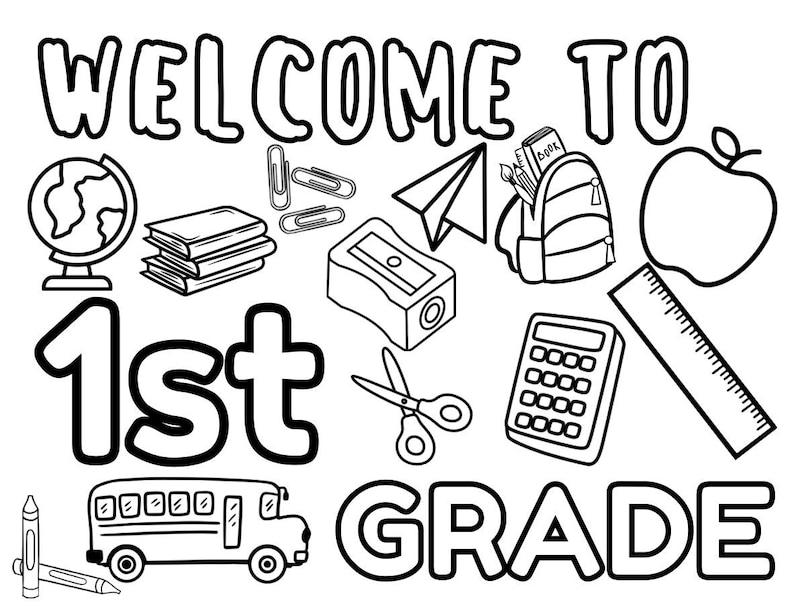 Back to School Coloring Sheet - Etsy