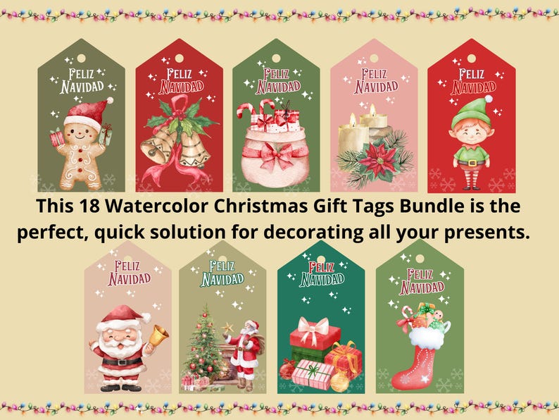Watercolor Christmas Gift Tags Printable – Holiday Gift Tag Clipart ...