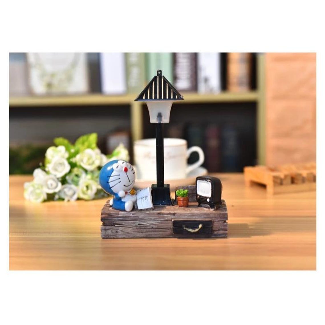 Cute Doraemon Mini Lamp Decor – Cartoon Desk Light With Street Lamp ...