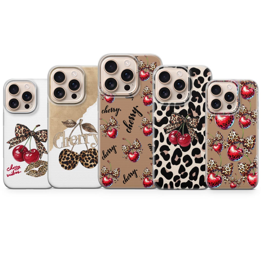 Capa para celular Cherry com estampa de leopardo para iPhone 17 Pro Max ...