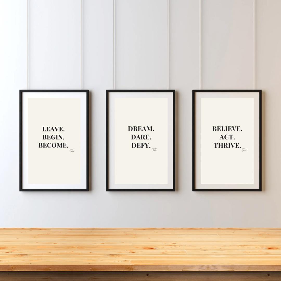Minimalist Quote Prints | Set of 3, Inspirational Wall Art (digital ...