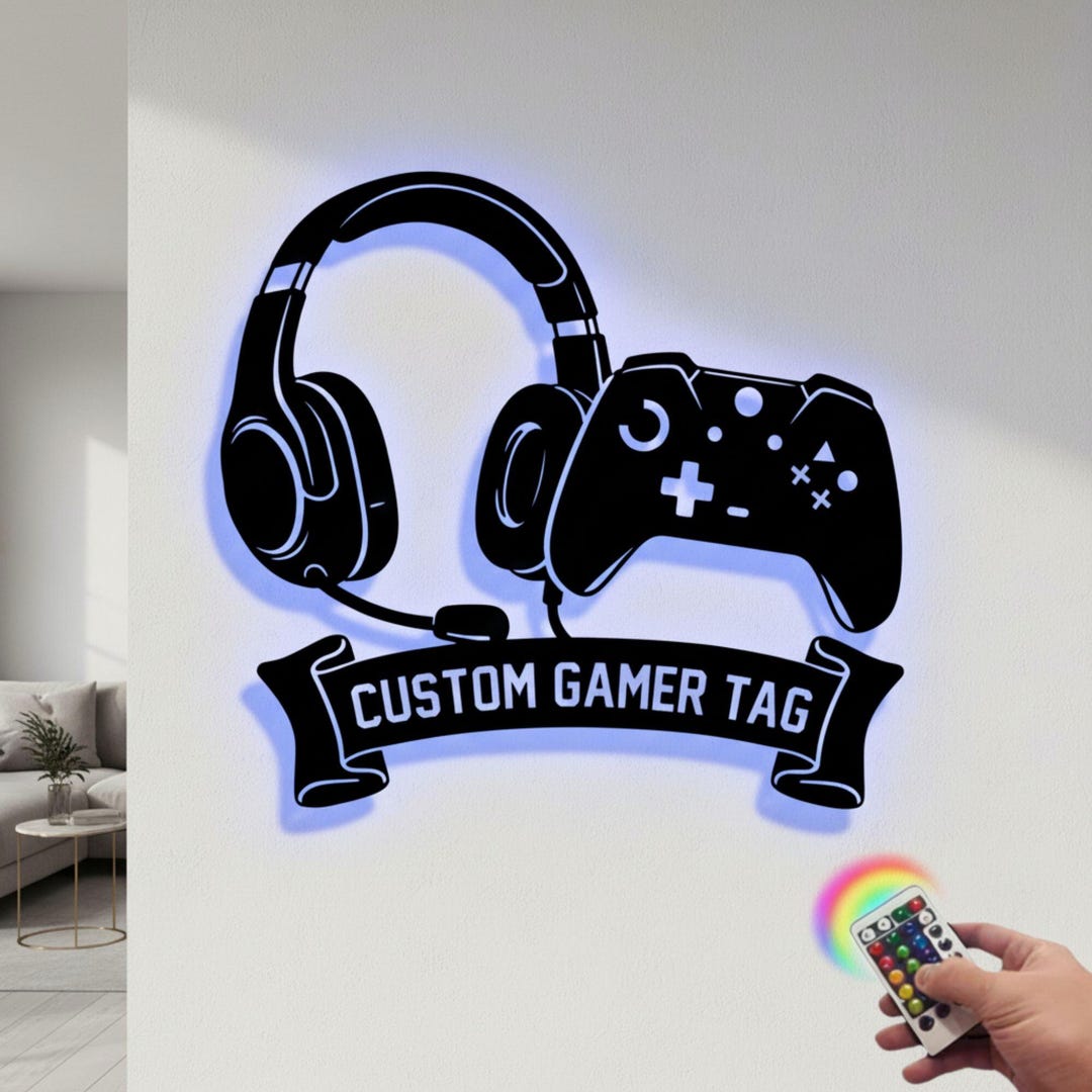 Custom Gaming Metal Sign With RGB LED – Personalized Gamer Tag Wall ...