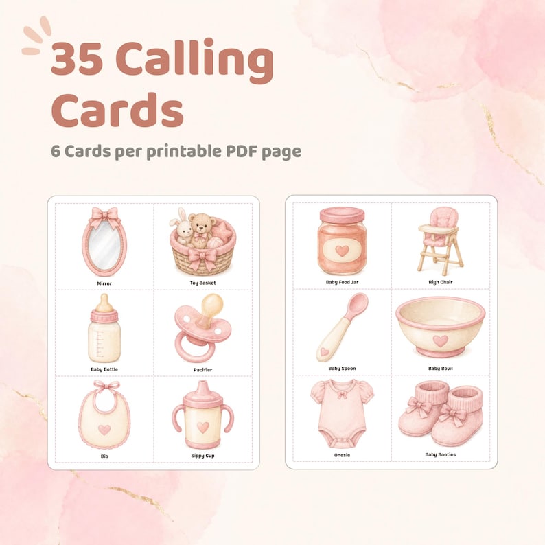 Baby Shower Bingo Game for Girl — 40 Printable Cards | Instant Download ...