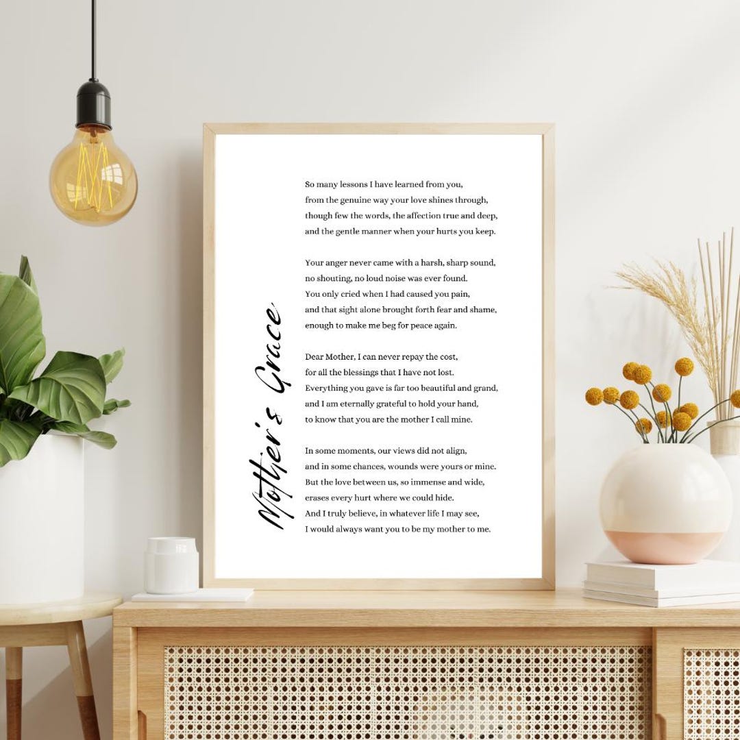 Mother's Grace Poem - Heartfelt Words for Mom - Mum's Gift - Digital ...