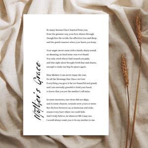 Mother's Grace Poem - Heartfelt Words for Mom - Mum's Gift - Digital ...