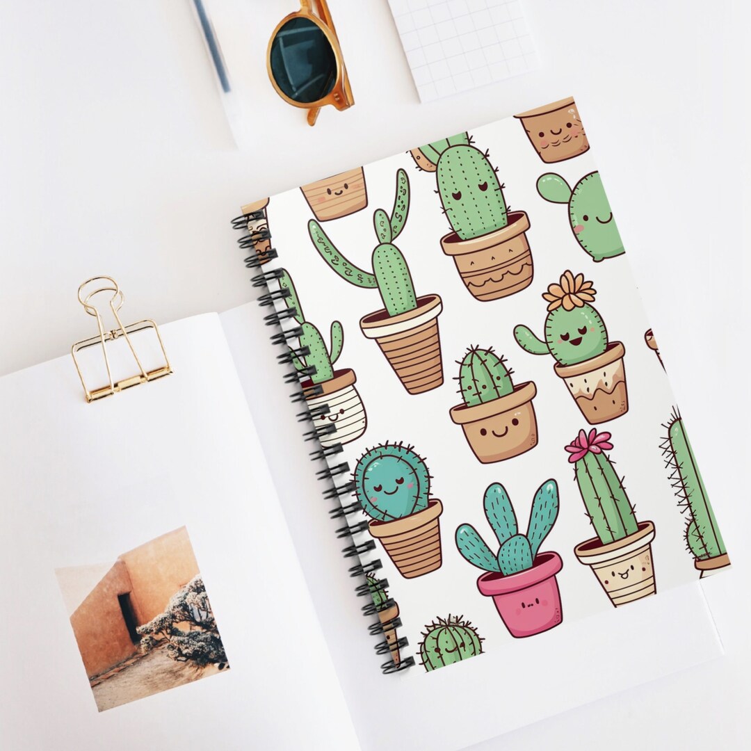 Kawaii Cactus Spiral Notebook, Cute Cacti Notebook, Cactus Journal, Diary for Cactus Lover ...